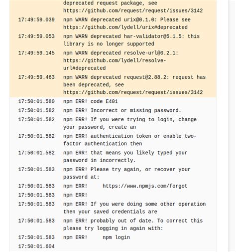 [vercel] deploy npm err incorrect or missing password