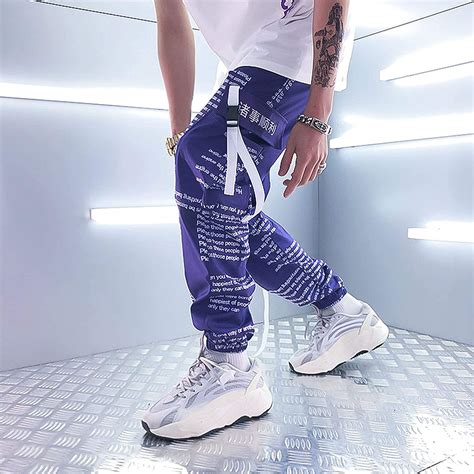 Purple Hip Hop Streetwear Pant Jogger Fashion Cargo Techwear Mens