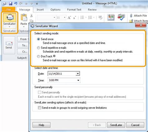 sendlater for microsoft® outlook® free tool