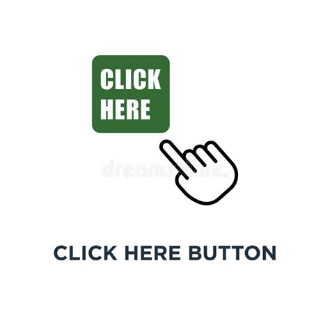 click here button with hand pointer clicking icon concept symb stock
