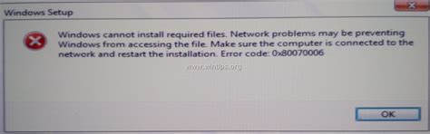 fix windows 10 installation error 0x80070006 windows cannot install
