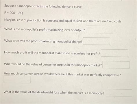 Solved Suppose A Monopolist Faces The Following Demand