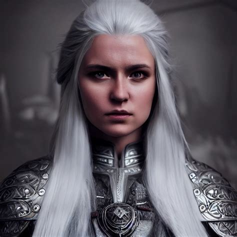 Female Version Of Geralt Of Rivia White Hair Midjourney Openart