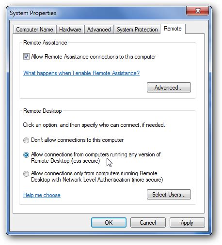 turn on remote desktop in windows 7 8 10 or vista