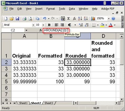 basic excel round function