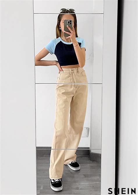 Shein Ezwear Raglan Sleeve Two Tone Crop Top Shein Uk
