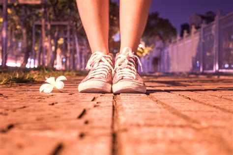 Free Images Hand Girl Road Night Photography Flower Alone Boot
