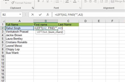 how to extract first name from full name in excel excel tutorials