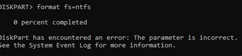 how to repair ‘diskpart has encountered an error the parameter is