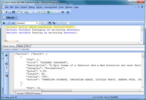 using xquery to generate json from relational data