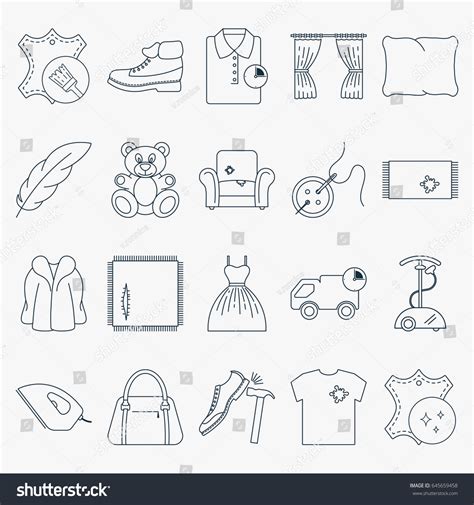 Collection Outline Dry Cleaning Icons Set Vector De Stock Libre De