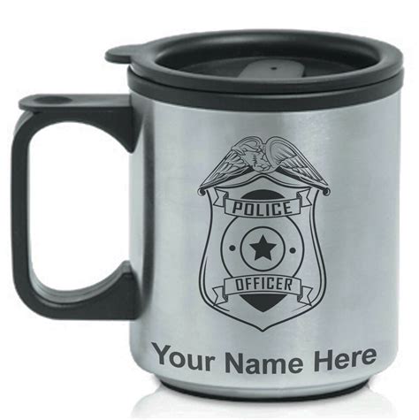 Personalized Stainless Steel Coffee Mug Police Officer Badge Law