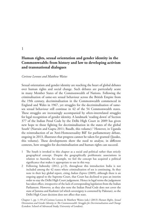 Pdf Human Rights Sexual Orientation And Gender Identity In The