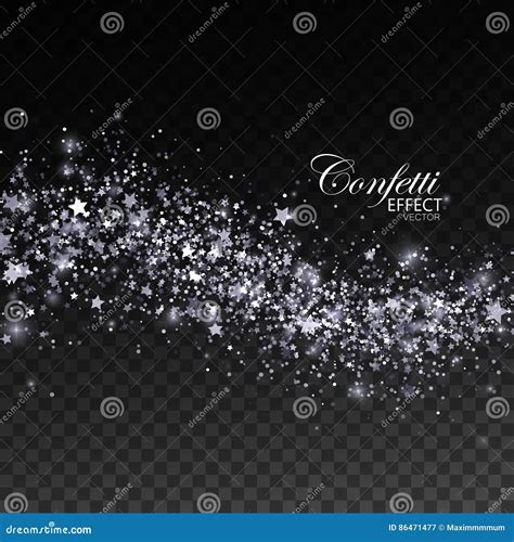 Glittering Silver Stars Confetti Glamour Luxury Design Pattern Vector