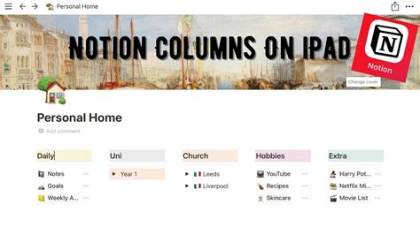 how i put several columns in notion on an ipad youtube