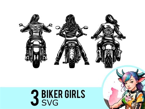 Biker Girl Svg Clipart Motorcycle Silhouette Motorbike Rider Etsy