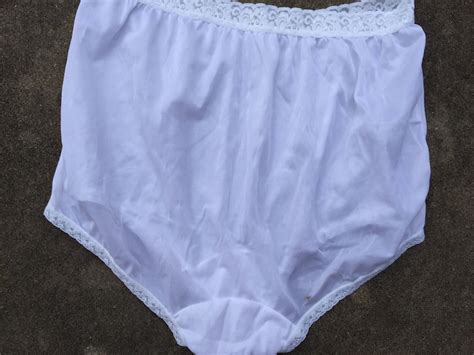 Carole White Lace Trim Nylon Wide Gusset Panties Sz 9 Xl Etsy