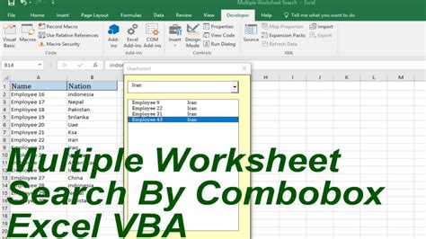 multiple worksheet search by combobox excel vba youtube