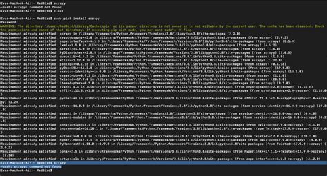 python scrapy command not found even though