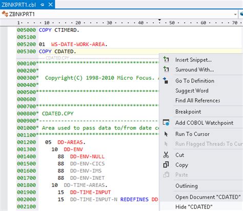 editing cobol jcl bms and data files