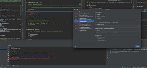 how to enable stopping on unhandled exceptions ides support