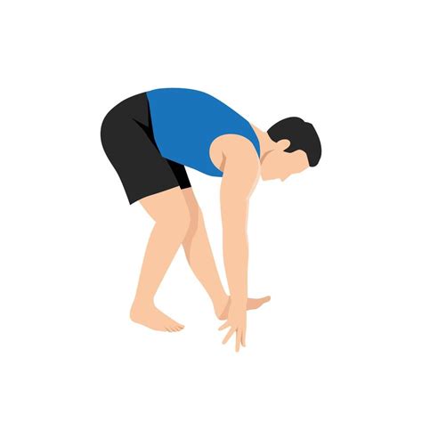 Man Doing Standing Hamstring Stretch Exercise Flat Vector Illustration
