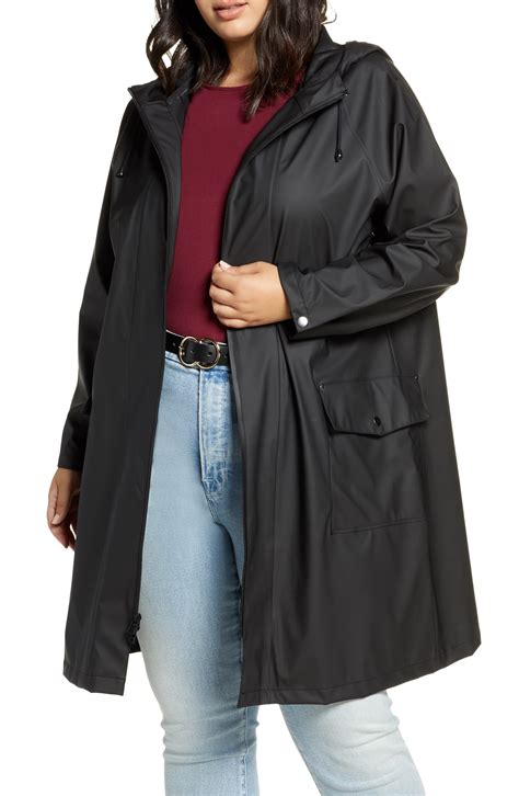 Halogen® Waterproof Hooded Rain Jacket Plus Size Rain Jacket