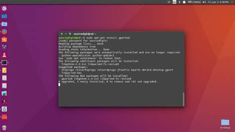 install and use gparted partition manager on ubuntu 16 04
