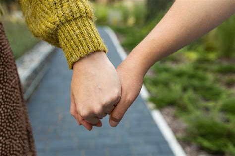 Cropped Shot Of Young Asian Women Lgbt Lesbian Couple Holding Hands