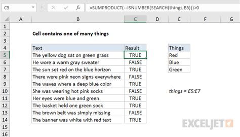 cell contains one of many things excel formula exceljet