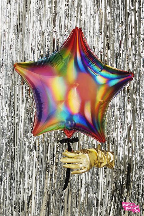 Rainbow Iridescent Star Shape Star Shape Iridescent Foil Balloons