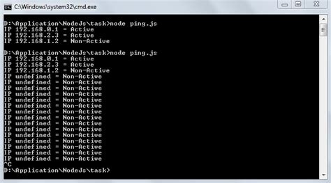 javascript ping continuously like ping in cmd using node js stack