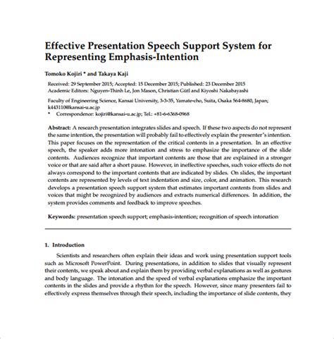 Free 7 Sample Presentation Speech Example Templates In Pdf Ms Word Ppt