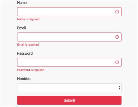 angular 16 template driven form validation with bootstrap