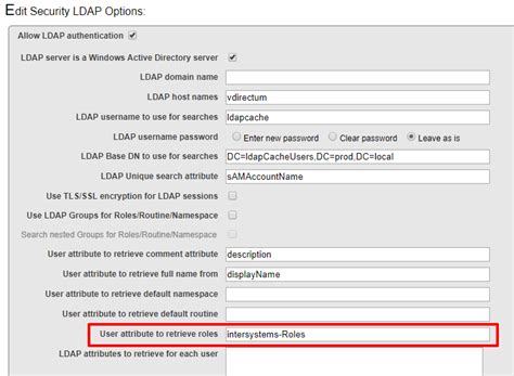 configuring ldap authentication in intersystems caché using microsoft