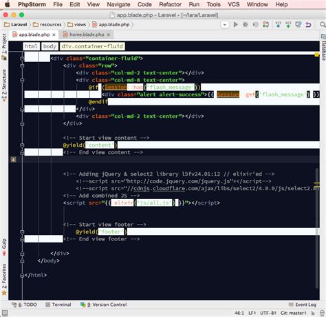 macos phpstorm highlighting laravel blade incorrectly on