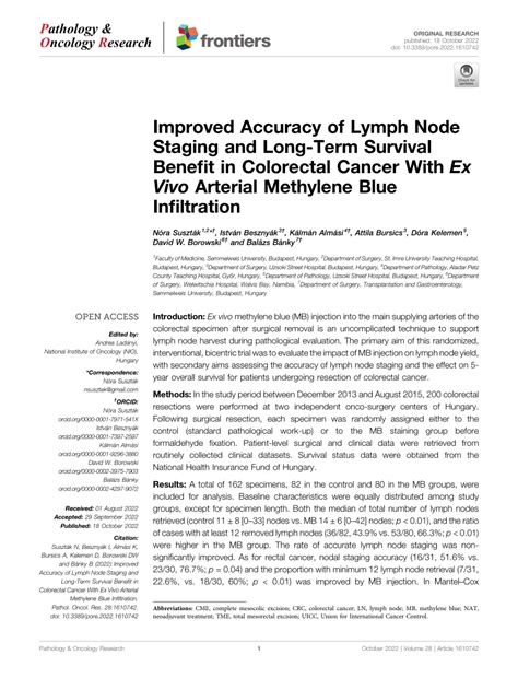 Pdf Improved Accuracy Of Lymph Node Staging And Long Term Survival