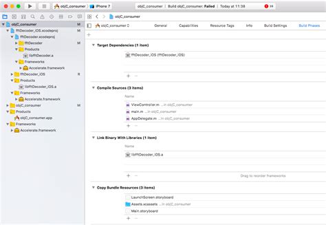 xcode build fail c lib within ios lib within test consumer app