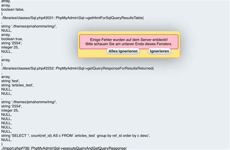 mysql why does executing a count return a phpmyadmin error with