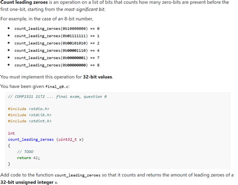 solved count leading zeroes is an operation on a list of