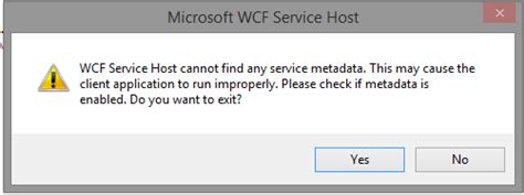 wcf service host cannot find any service metadata please check if