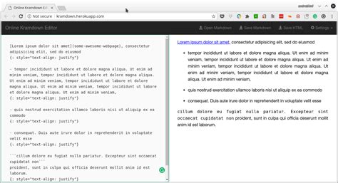 justify text in html markdown lewreporter