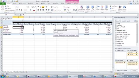 pivot table grand total sum and percentage of grand total
