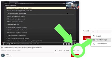 board of education youtube transcript instructions