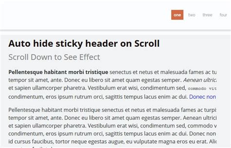 auto hide sticky header on scroll with jquery frontendscript