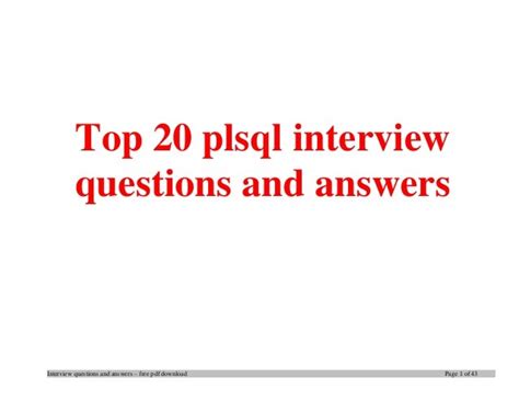 pl sql developer interview questions and answers for
