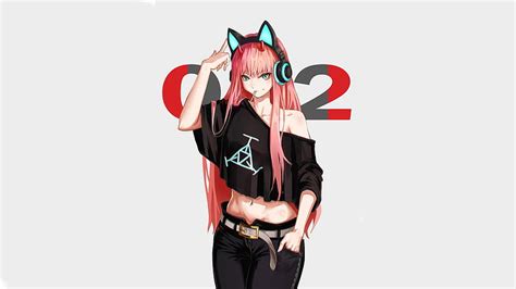 Hot Anime Girl Zero Two Urban Outfit Art Background B901af