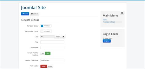 using com config for frontend template style editing joomla
