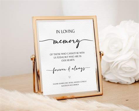 In Loving Memory Printable Wedding Sign Remembrance Editable Template