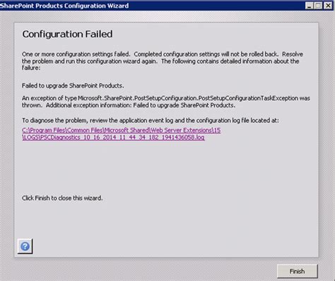 sharepoint served sharepoint products configuration wizard failed